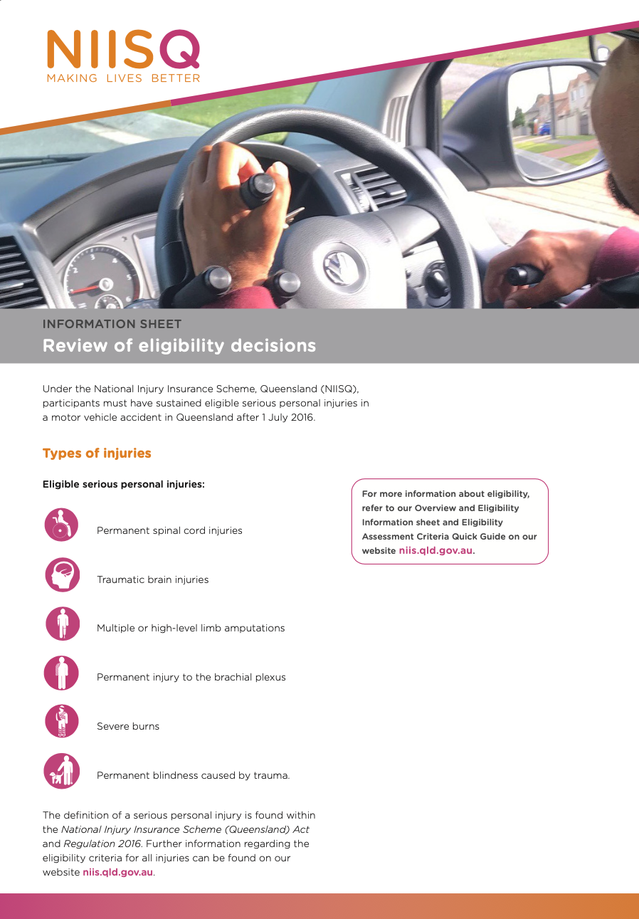 Information sheets – National Injury Insurance Scheme, Queensland