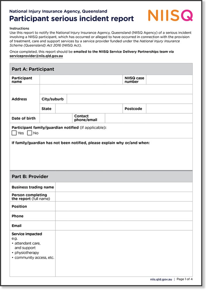 Service provider guidelines - National Injury Insurance Scheme, Queensland